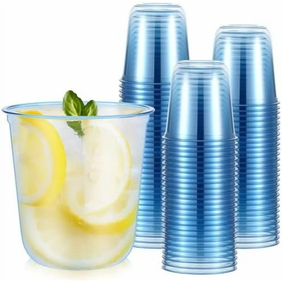 50 Pcs Disposable Stemless Glasses 12oz Crystal Plastic Wine Glasses ...