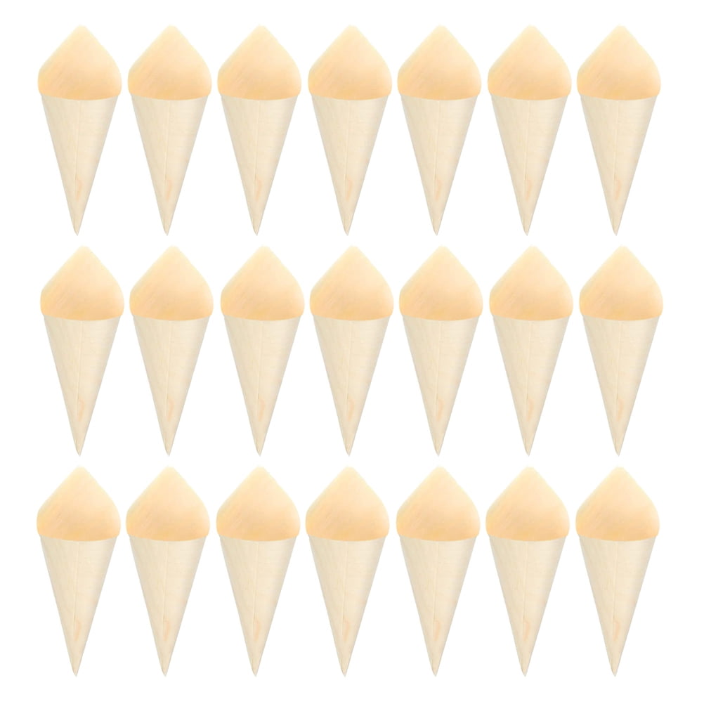 50 Pcs Disposable Wood Charcuterie Cones Appetizer Cones Wood Food Cone Cups For Appetizer Food ...