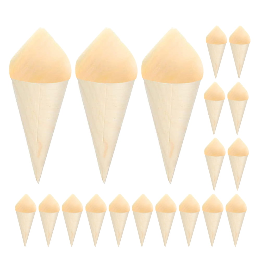 50 Pcs Disposable Wood Cones Wood Cone Cups Small Wooden Cones For ...