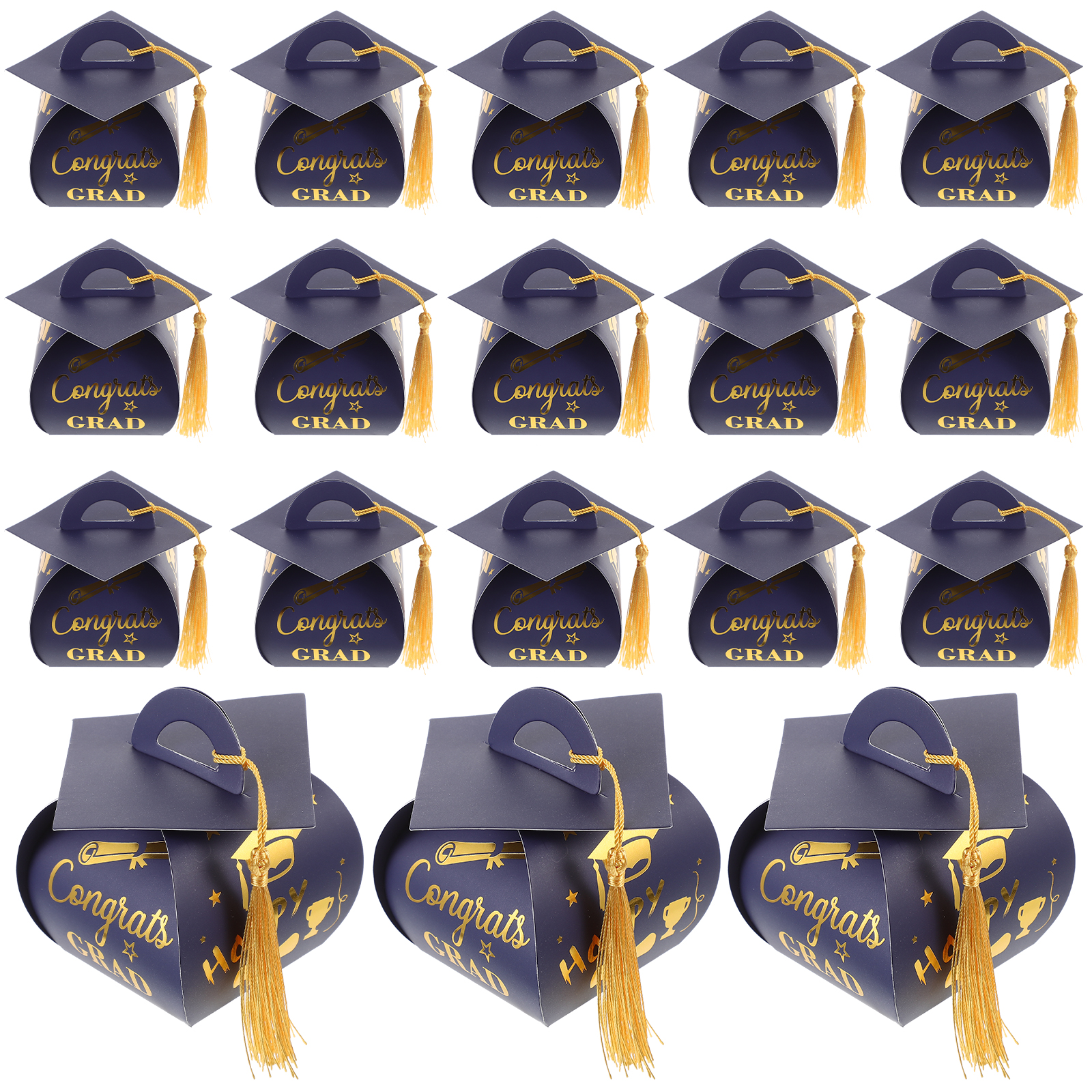 50pcs Graduation Cap Boxes Sweets Boxes with Tassel for Party Favors ...