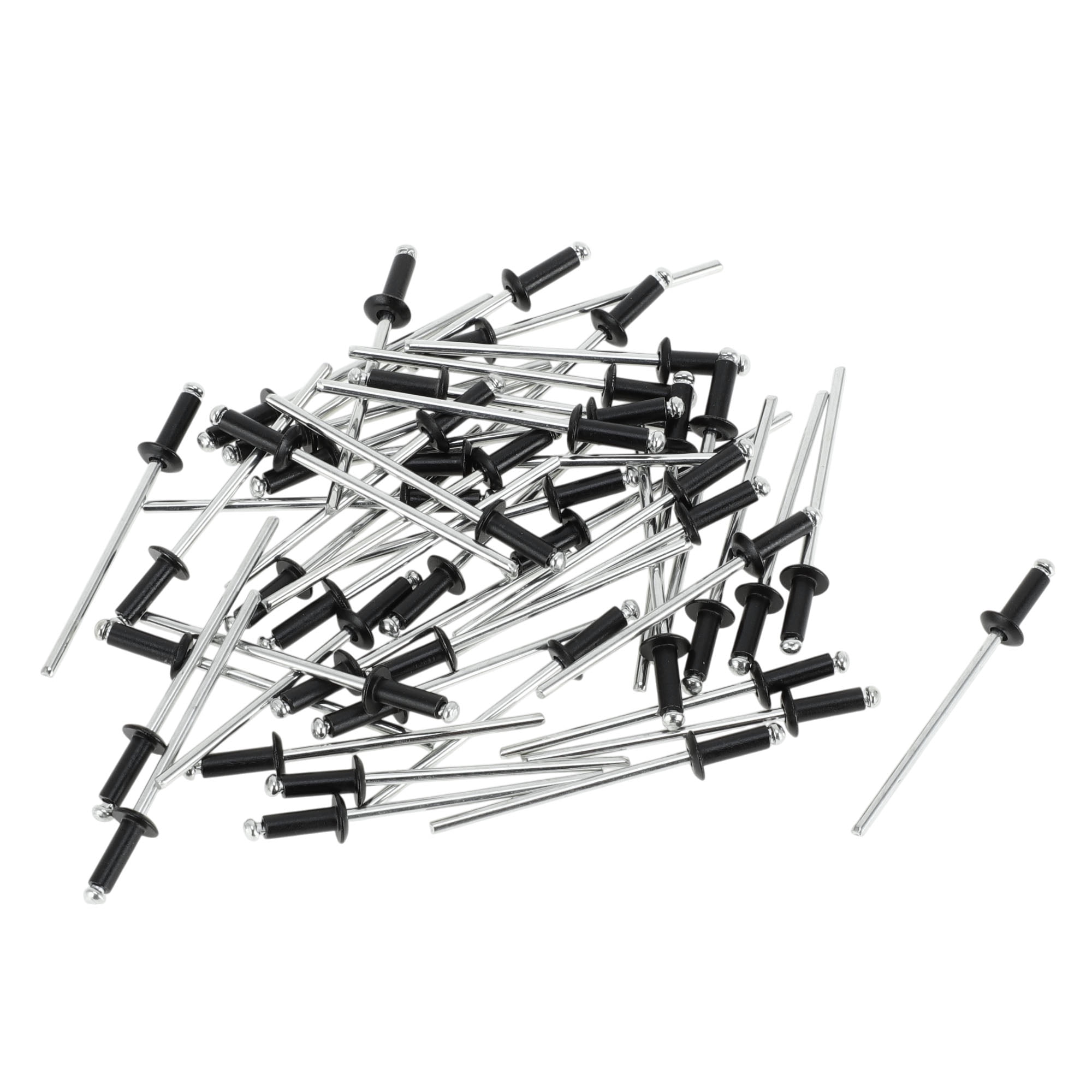 50 Pcs Dome Head Large Flange Blind Rivets Aluminum Black Silver Tone 2 ...