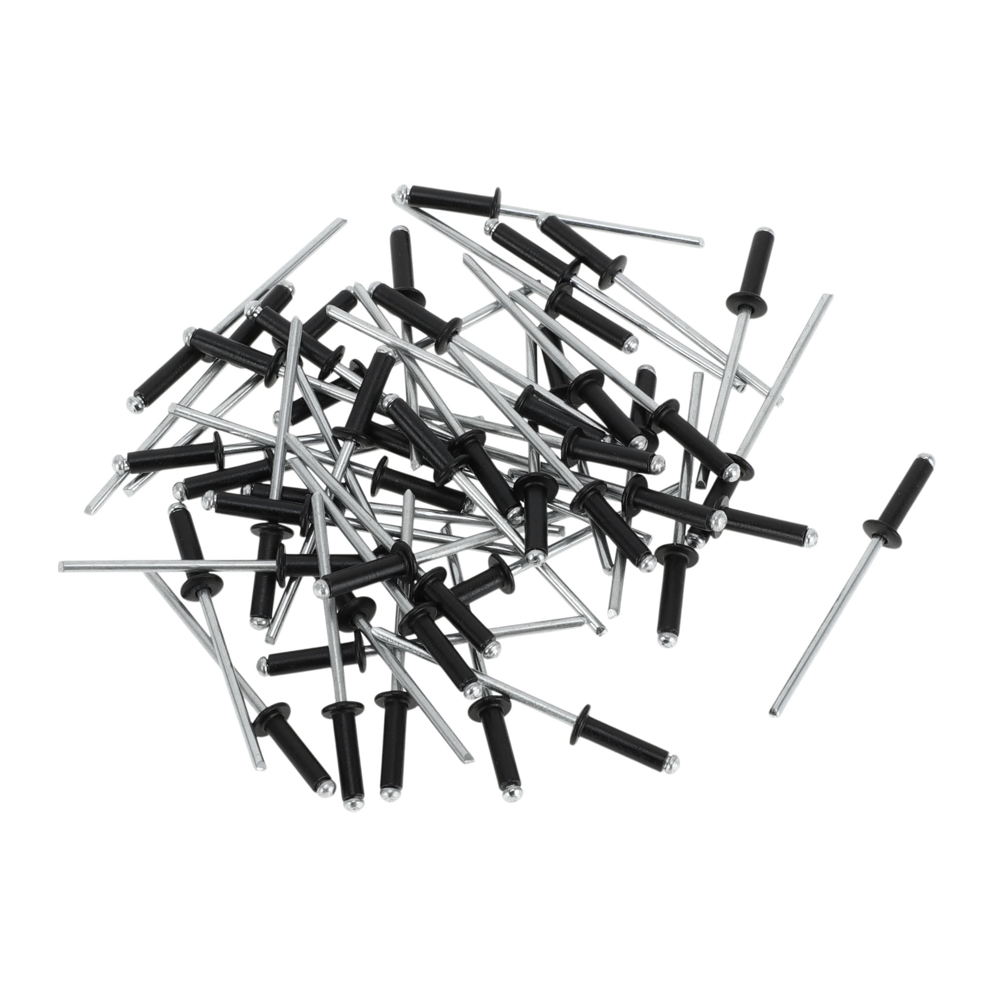 50 Pcs Dome Head Large Flange Blind Rivets Aluminum Black Silver Tone 3 ...