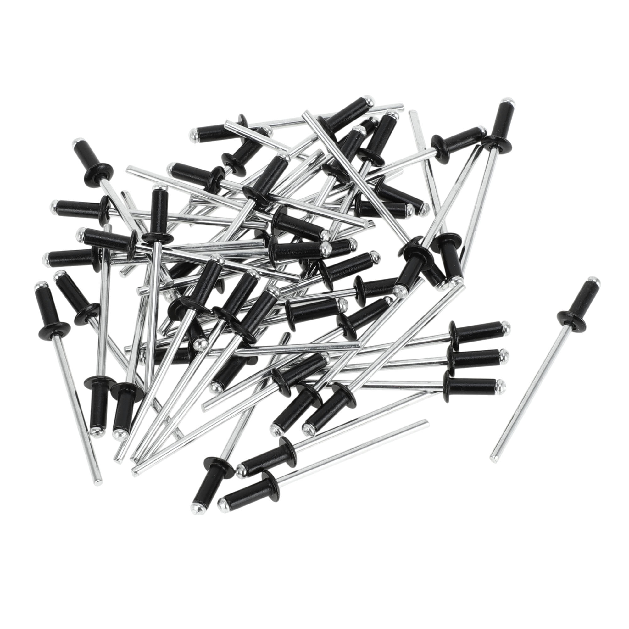 50 Pcs Dome Head Large Flange Blind Rivets Aluminum Black Silver Tone ...