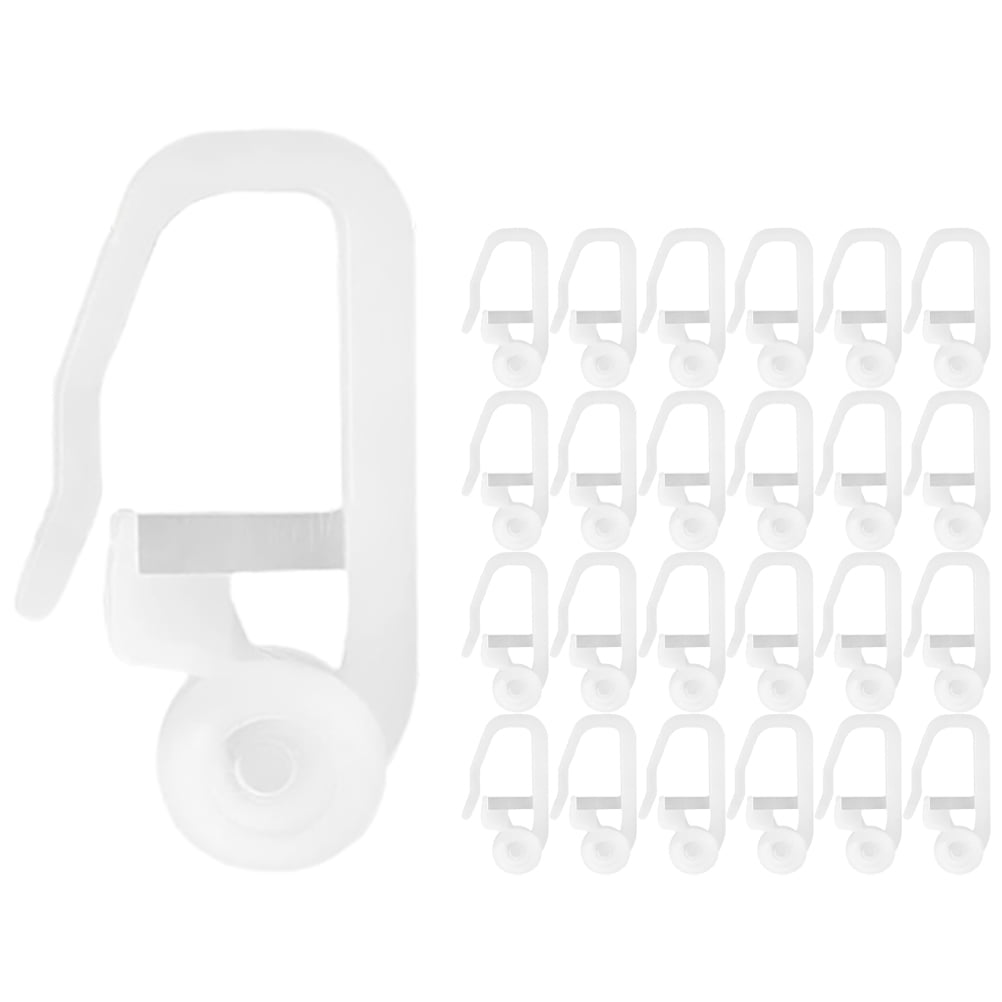 50 Pcs Door Curtain Rod 25mm Rail Pvc Pulley Shower Fixtures Hook ...