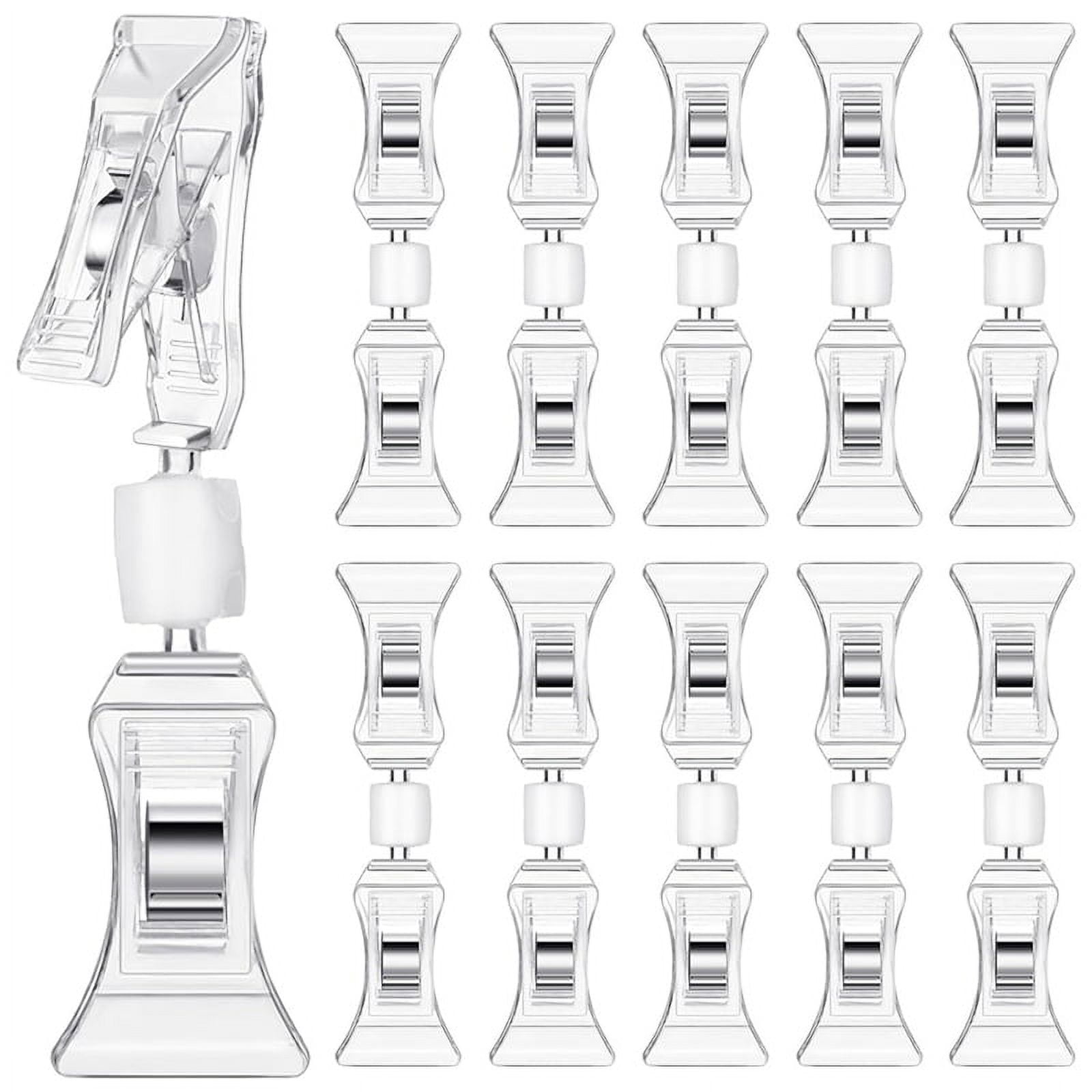 50 Pcs Double Sided Sign Clips Display Mini Clip Clear Rotatable ...