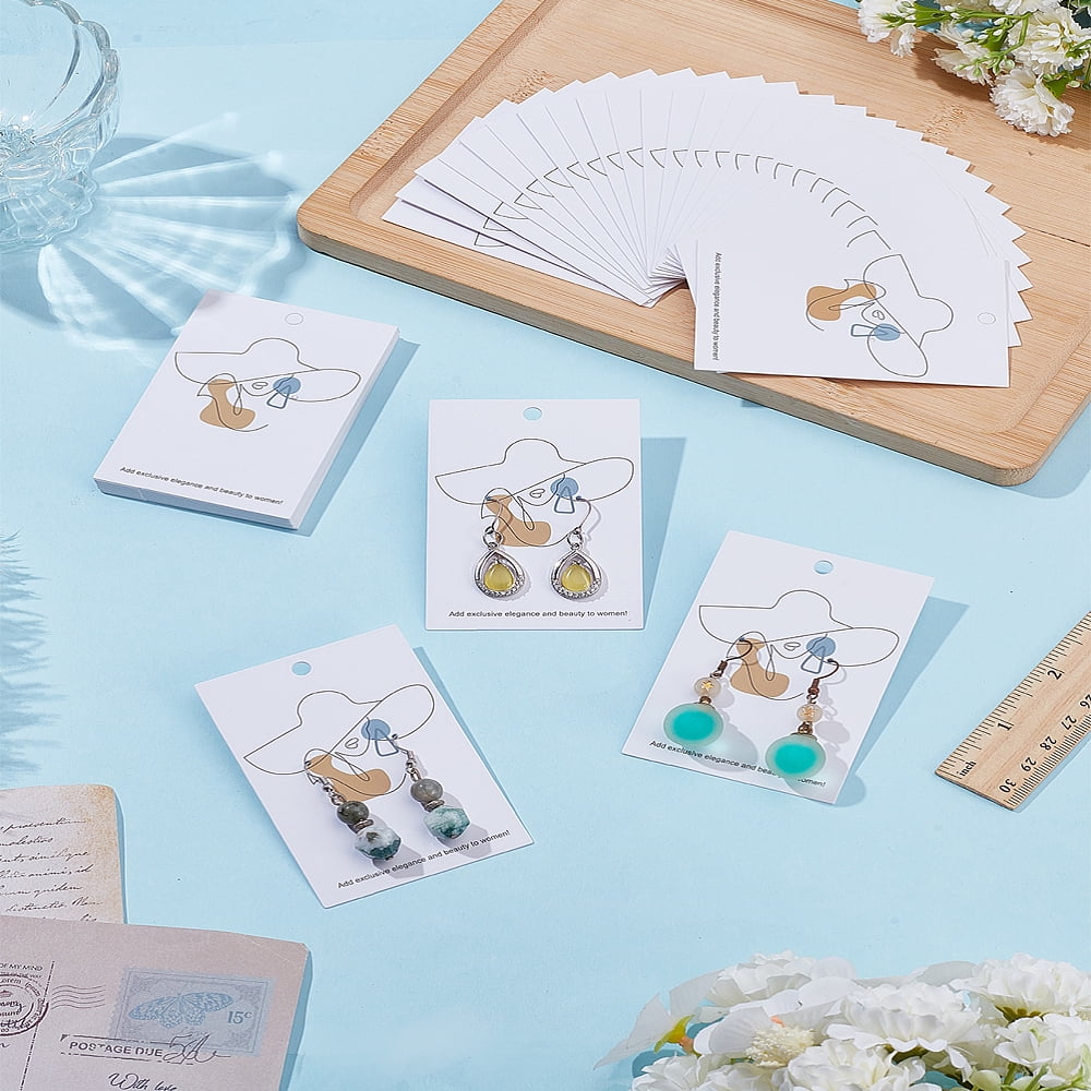 50 Pcs Earring Card Holder Aesthetic Lady Earring Hanging Cards ...