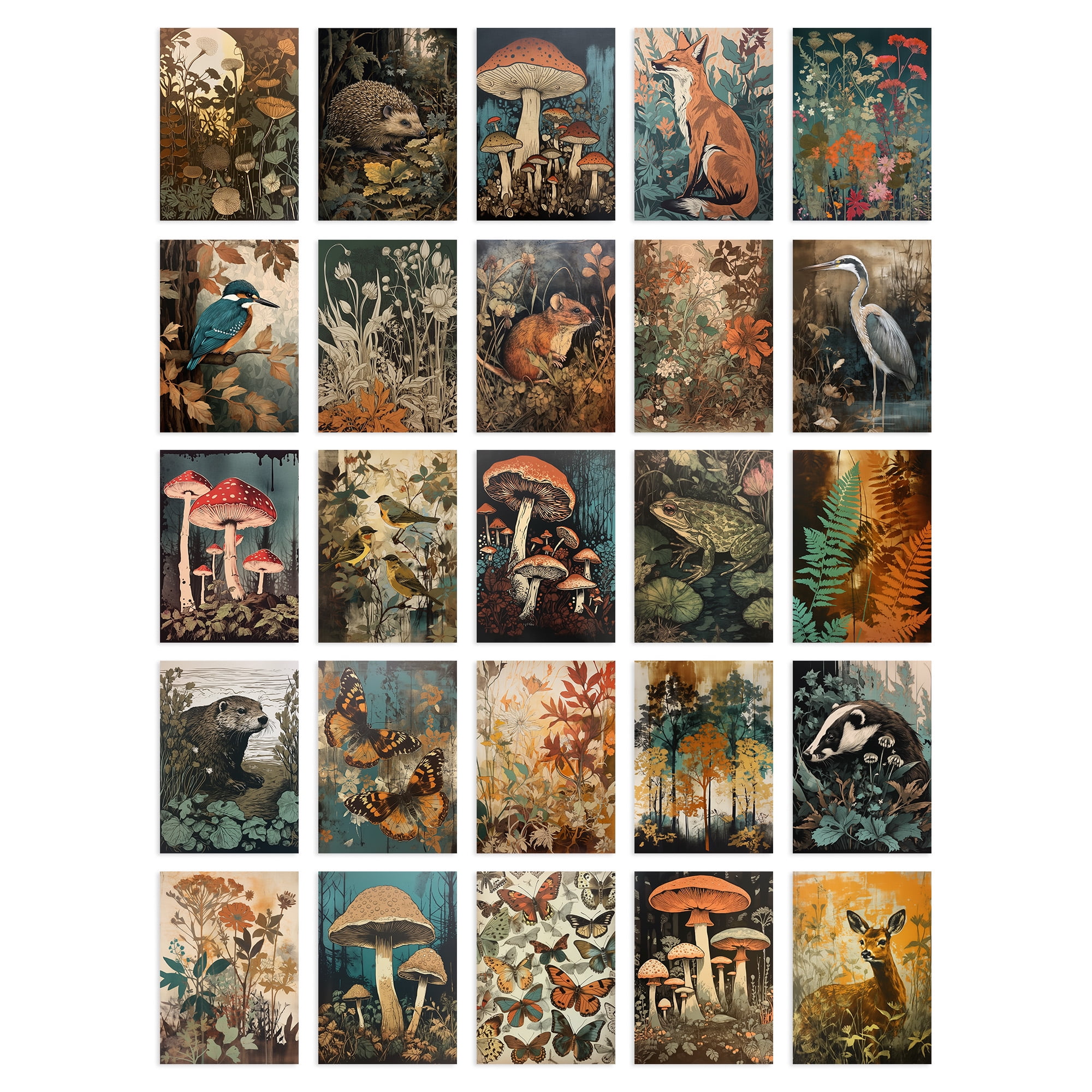 50 Pcs Earthy Wild Nature Rustic Aesthetic Collage Kit Wall Art Prints ...