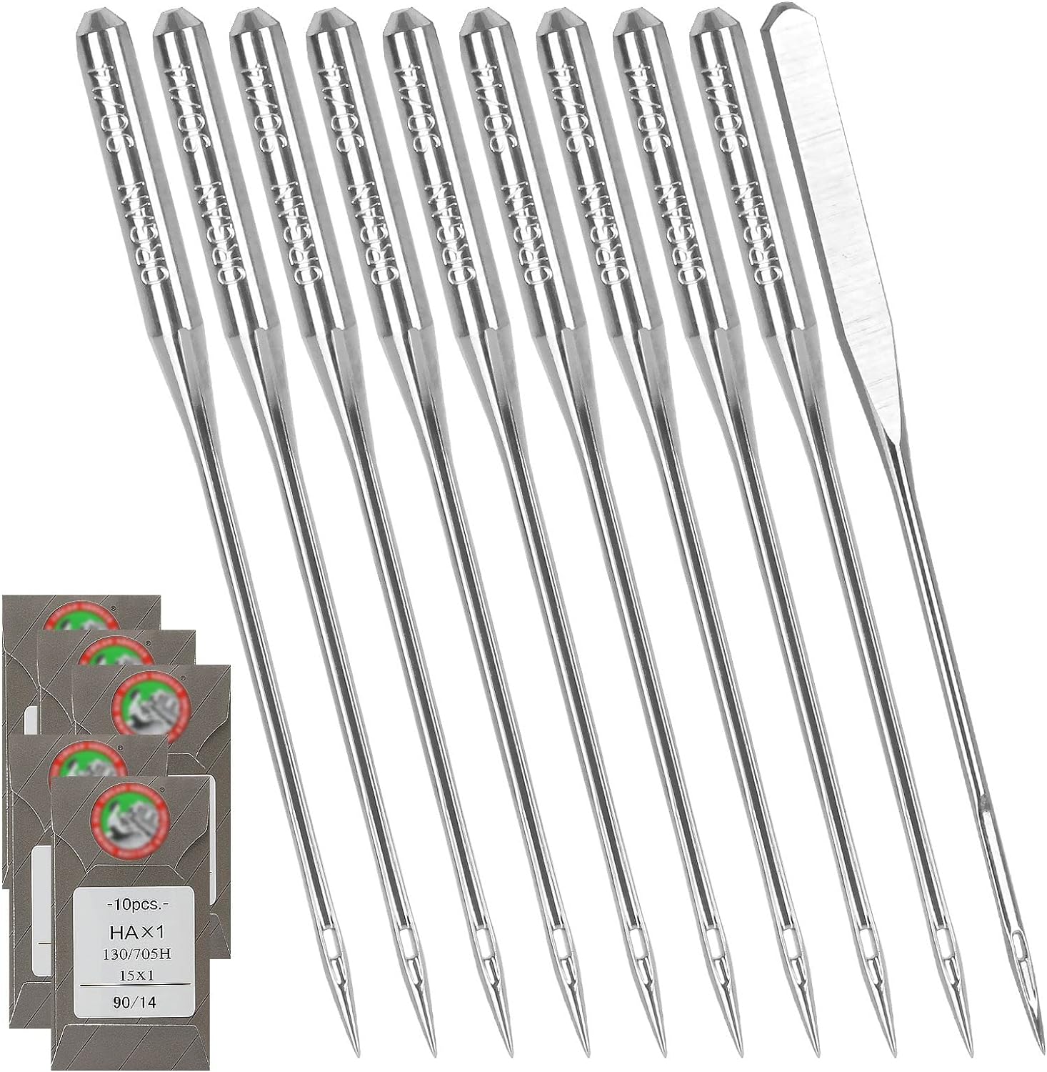 50 Pcs Embroidery Sewing Machine Needles Size 90/14 130/705H HAx1 ...