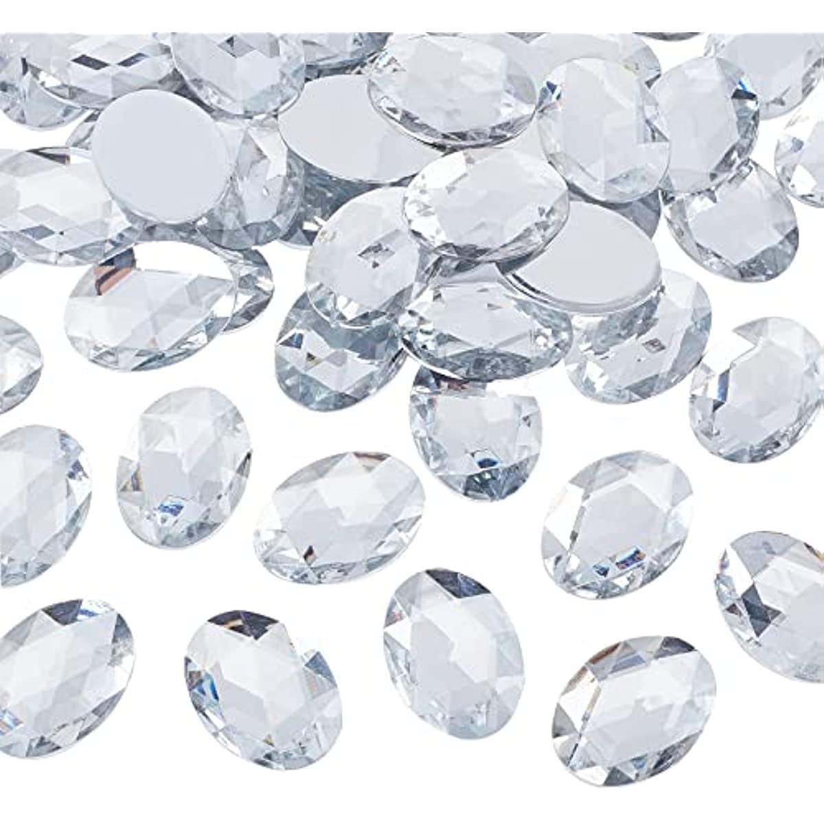 50 Pcs Extral Large Oval Acrylic Rhinestone Gems with Container Acrylic ...