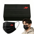 50 Pcs Face Masks Bulk Black Disposable Masks with Hearts Printed ...