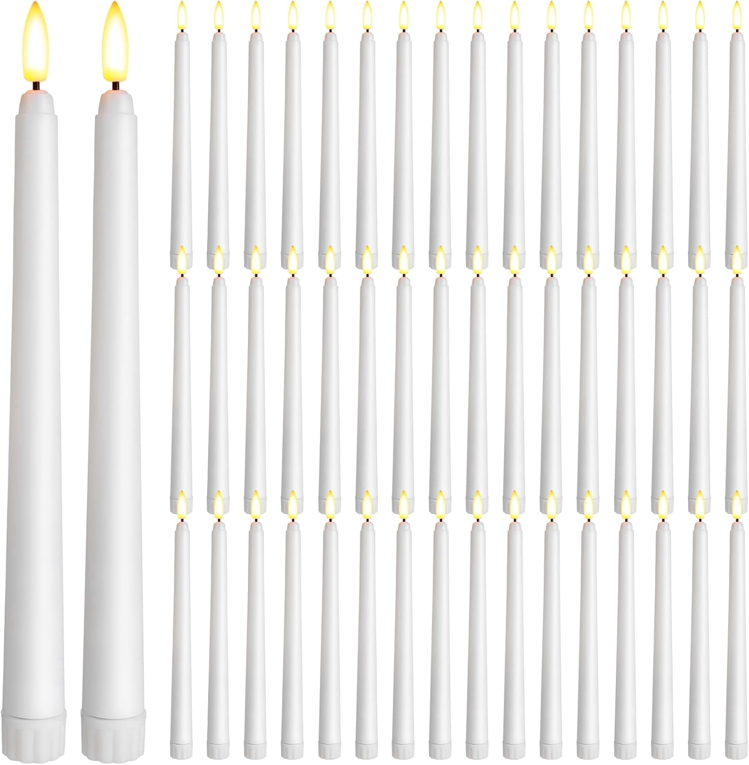 50 Pcs Flameless Taper Candles Battery Operated Bulk 9.7 Inch LED ...