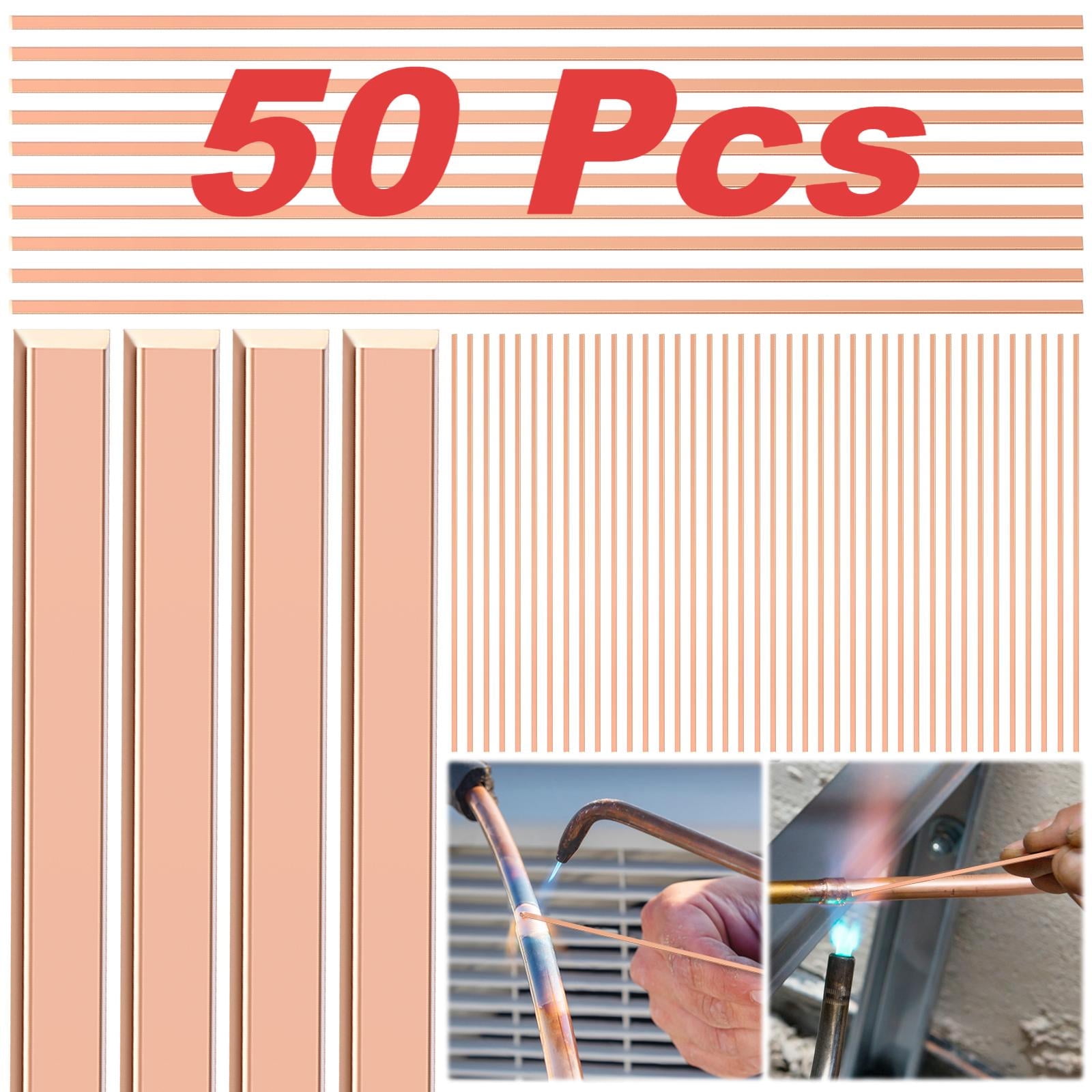 15% Silver Brazing Rods 50 Pcs BCuP-5 Silver Solder Phos Copper Brazing ...