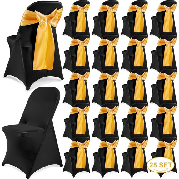 50 Pcs Folding Chair Cover Set with 25 Stretch Spandex Slipcovers 25 ...