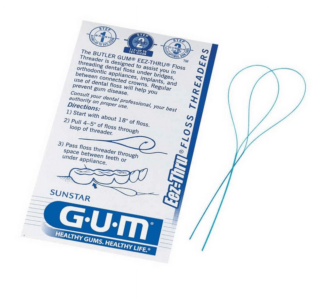 50 Pcs GUM Eez-thru Dental Floss Threaders - Orthodontic Floss Treaders ...