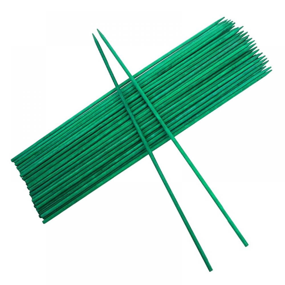 50 Pcs Garden Wood Plant Stakes Green Bamboo Sticks, Sturdy Floral ...