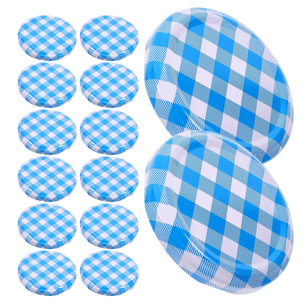 50 Pcs Gingham Jam Jar Lids Regular Mouth Canning Jars Caps Jelly Jar ...