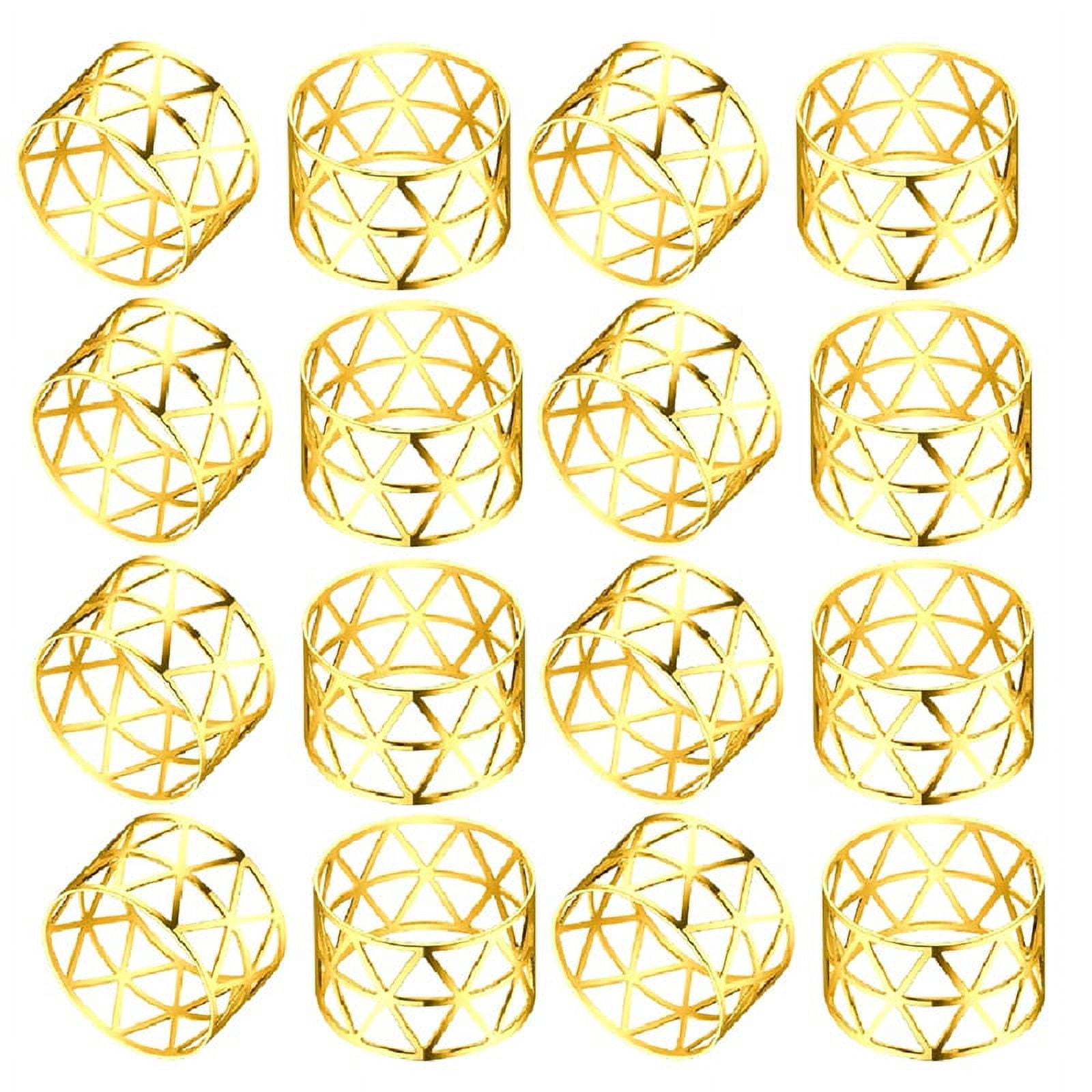 50 Pcs Gold Napkin Rings Metal Napkin Rings Holders Hollow Out Devise ...