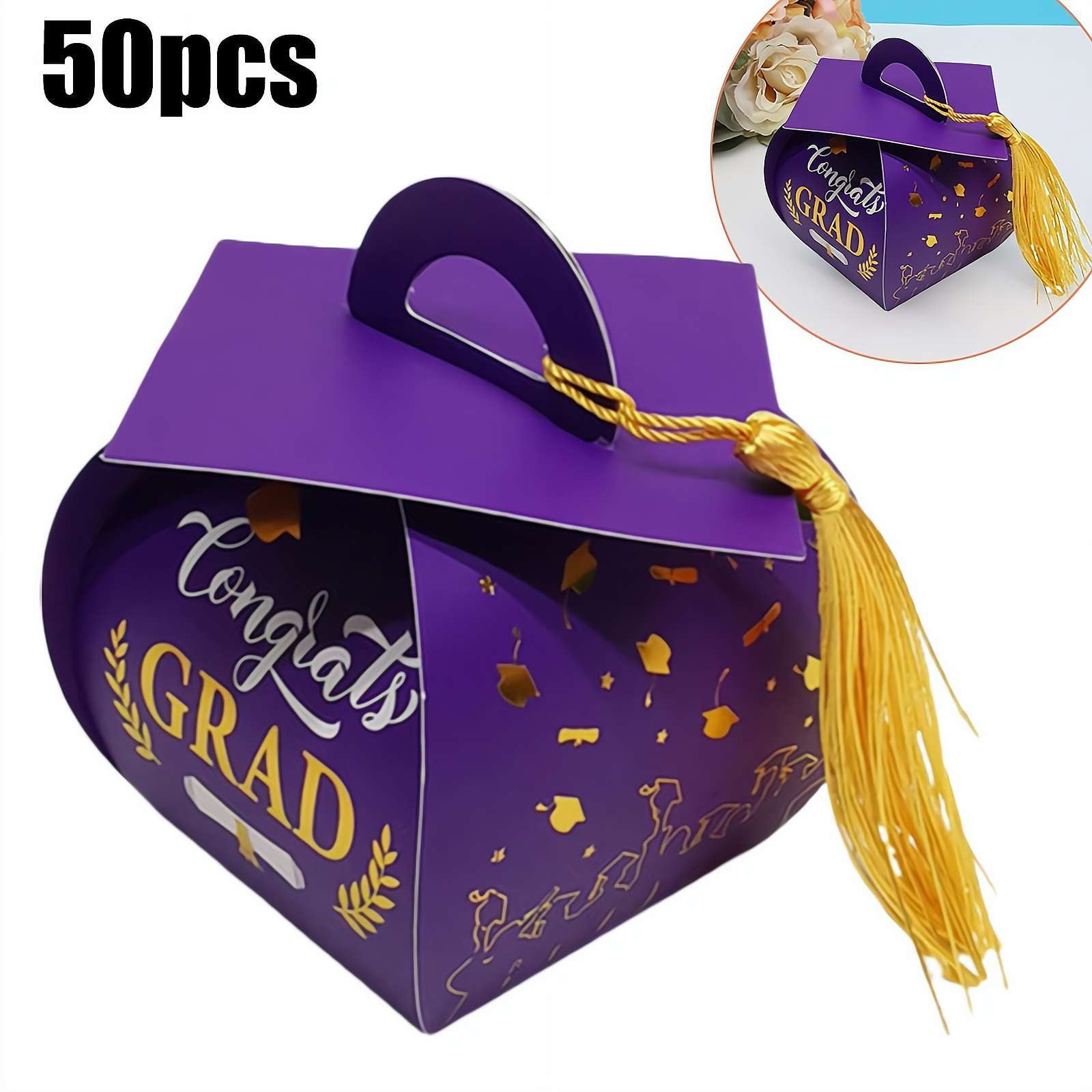 50 Pcs Graduation Cap Gift Boxes with Tassel, Class of 2025 Graduation ...