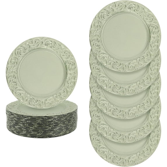 50 Pcs Green Charger Plates Bulk, 13" Round Dinner Charger Plates ...