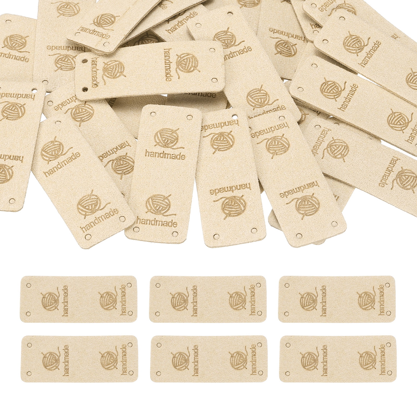 50 Pcs Handmade Leather Labels, Rectangle Leather Handmade Tags with ...