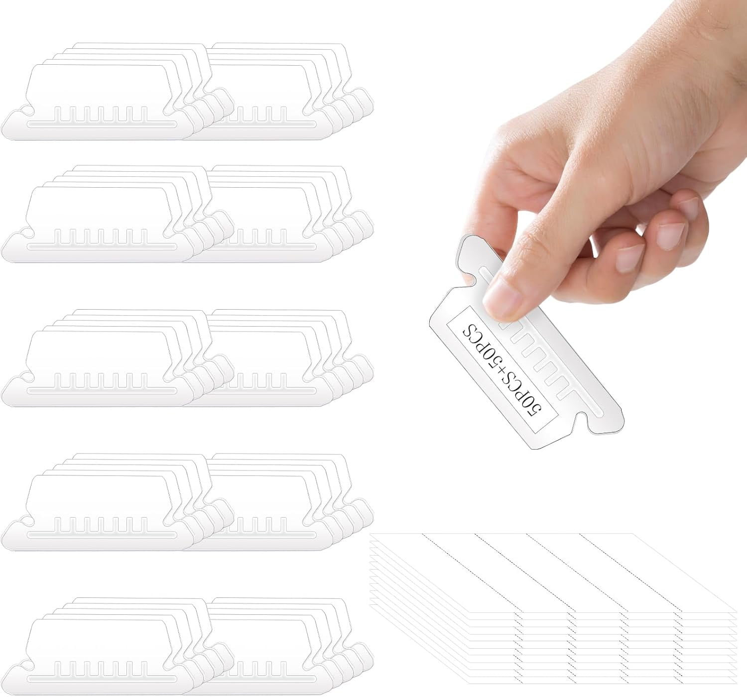 50 Pcs Hanging File Folder Tabs with Inserts, 2" Clear Plastic File ...