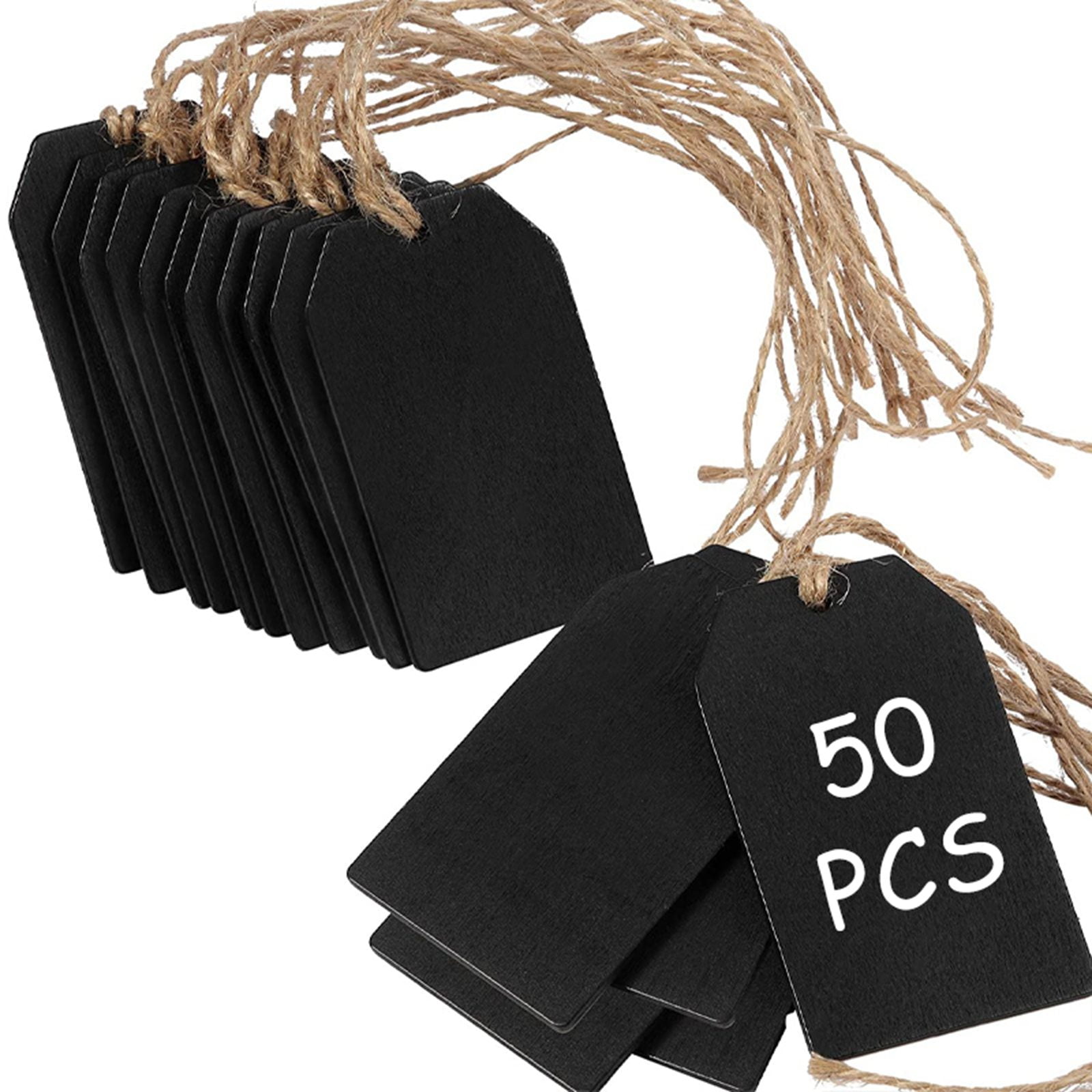 50 Pcs Hanging Wooden Blackboard Erasable Message Chalkboard with ...