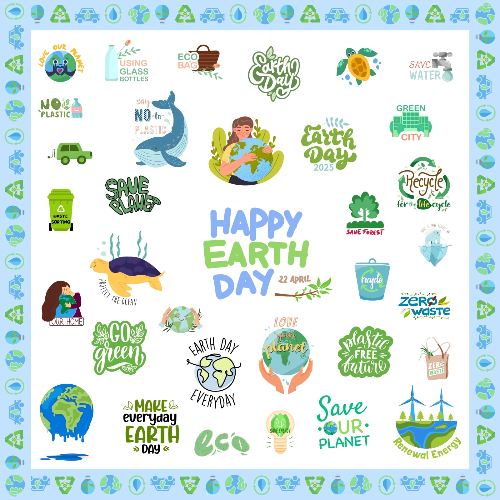 50 Pcs Happy Earth Day Bulletin Board Decoration Set Environmental ...