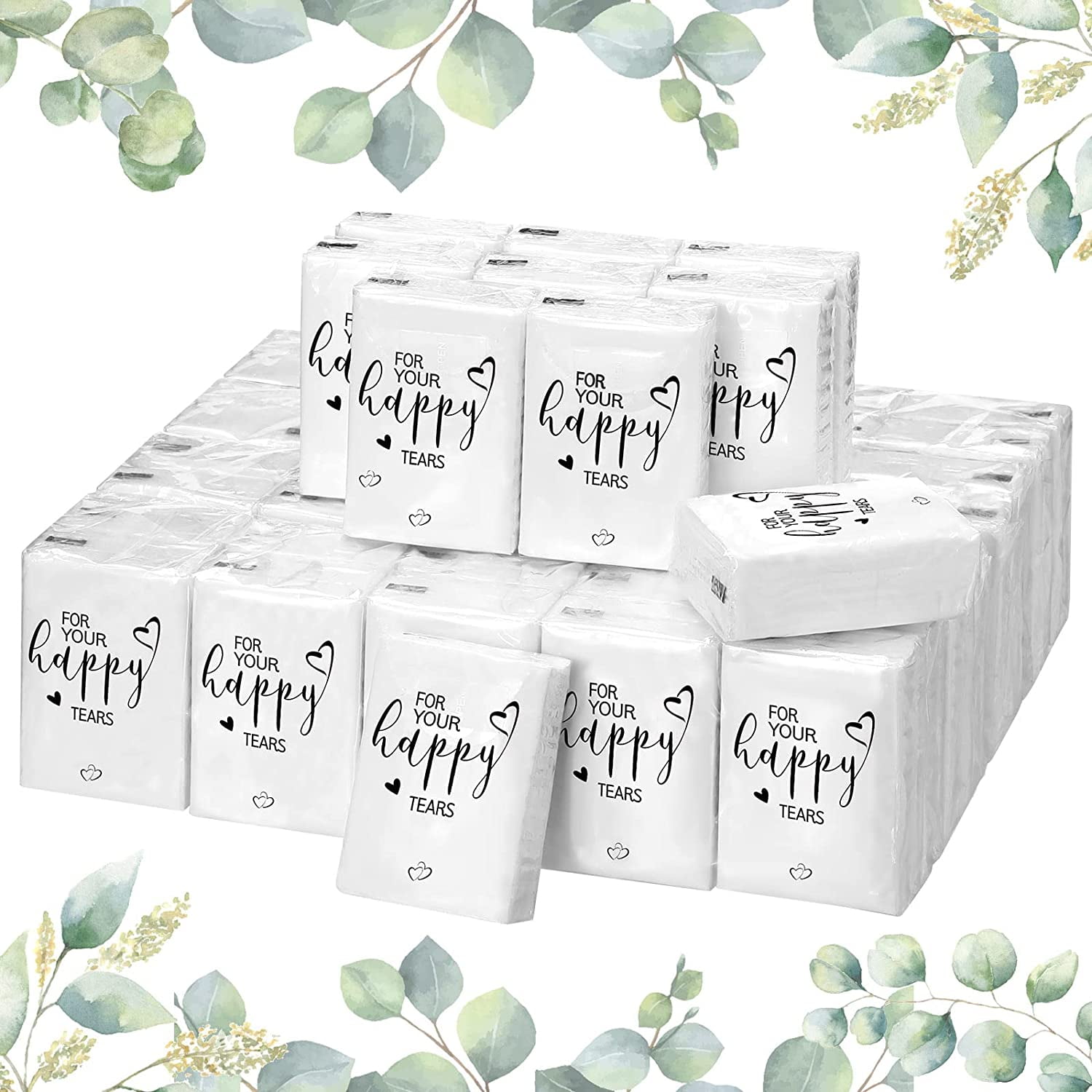 50 Pcs for Your Happy Tears Wedding Tissues Packs for Guests 3 Ply ...