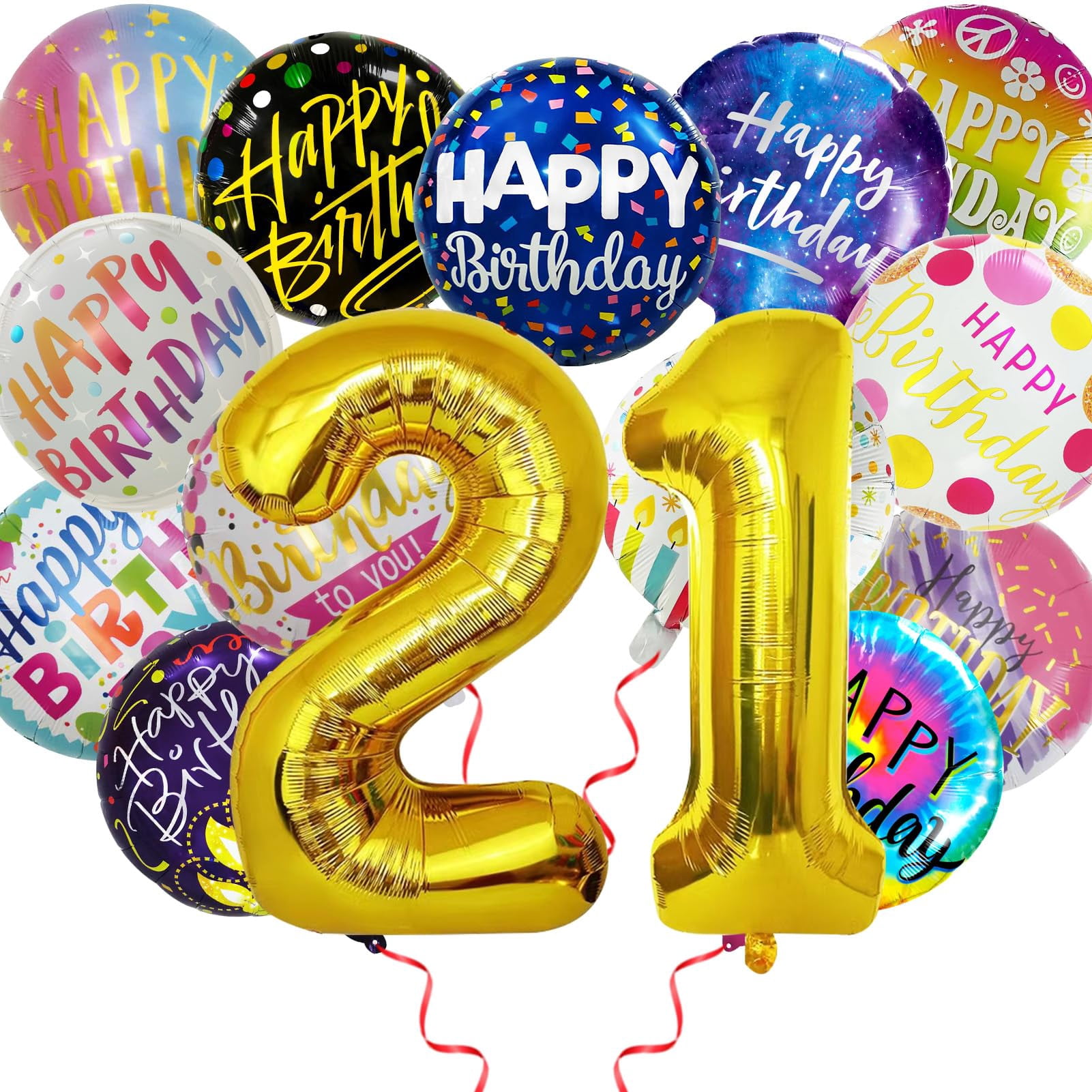 50 Pcs HappyEGSC Party Aluminum Foil Balloons and Balloons, 18 Inch ...