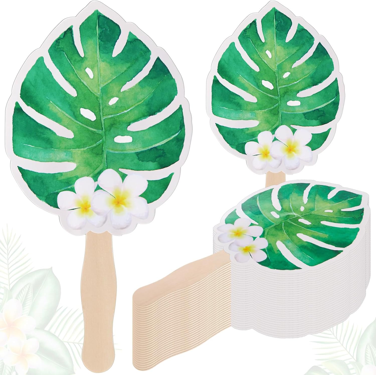 50 Pcs Hawaiian Luau Paper Hand Fans Bulk, Hawaiian Luau Wedding Party ...