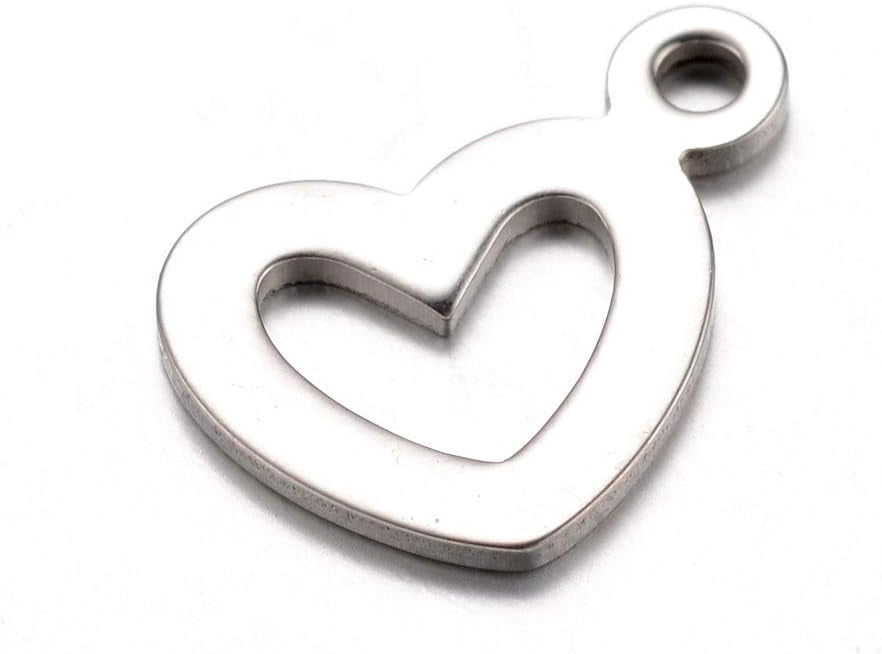 50 Pcs Heart Pendant Charms Resistant 201 Stainless Steel Open Charms ...