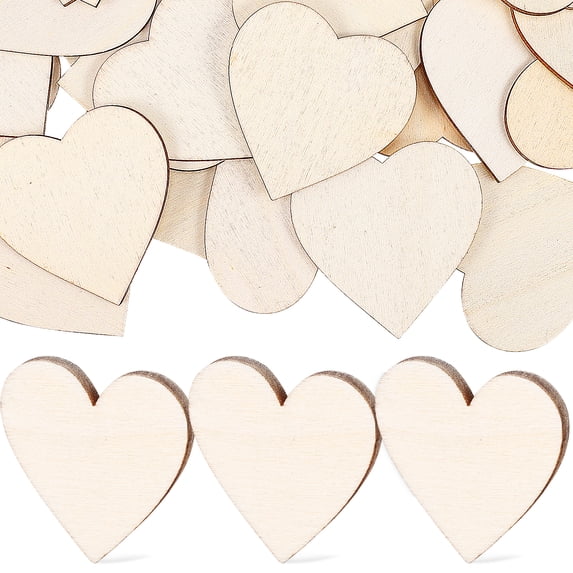 OUNONA 50 Pcs Wooden Hearts for Craft Small Wood Slices Diy Decorations ...