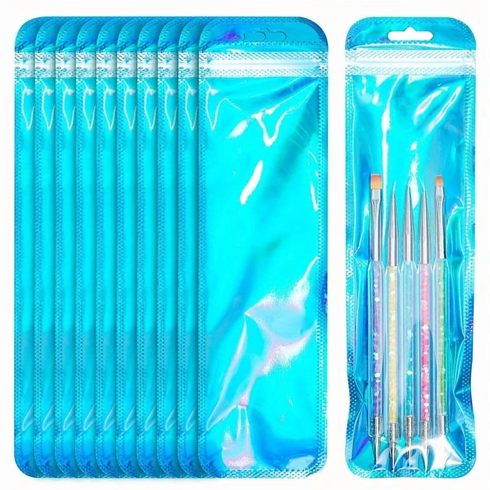 50 Pcs Holographic Blue Zipper Gift Bags - Resealable Packaging for ...