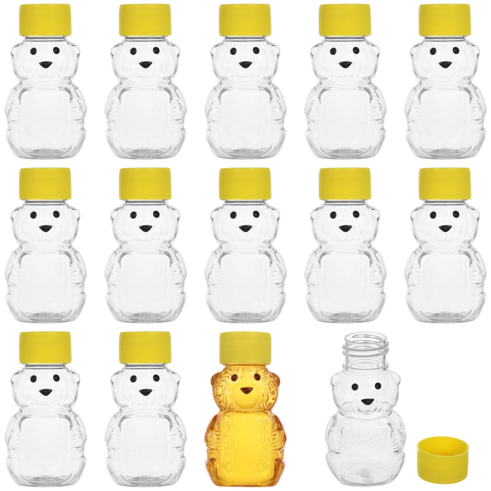 50 Pcs Honey Bear Containers, 2 oz Clear Plastic Jars, Airtight Screw ...