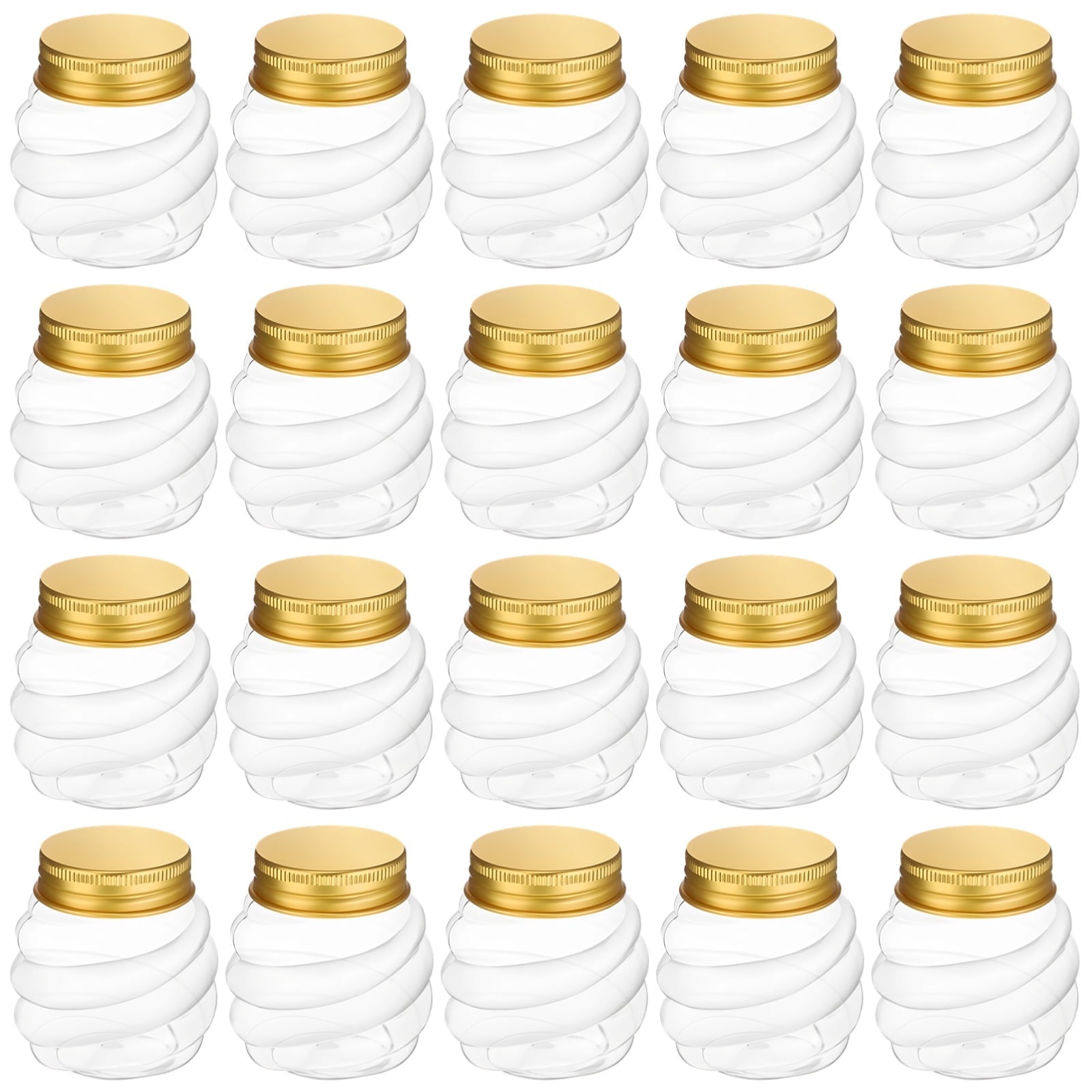 50 Pcs Honeycomb Plastic Jars, 2 oz Bottles with Gold Aluminum Lids ...