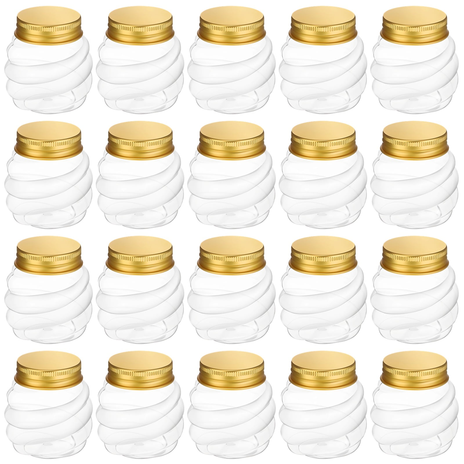 50 Pcs Honeycomb Plastic Jars, 2 oz Bottles with Gold Aluminum Lids ...