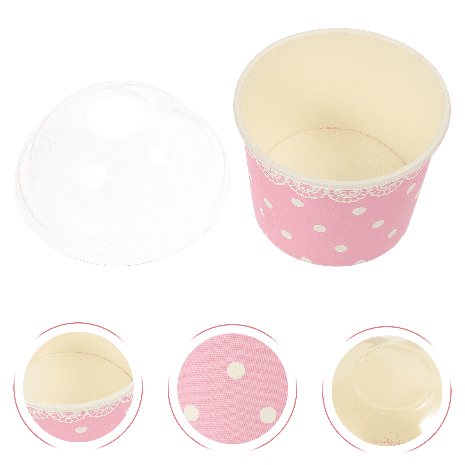50 Pcs Ice Cream Cups Paper Dessert Pudding Holder Food Containers with ...