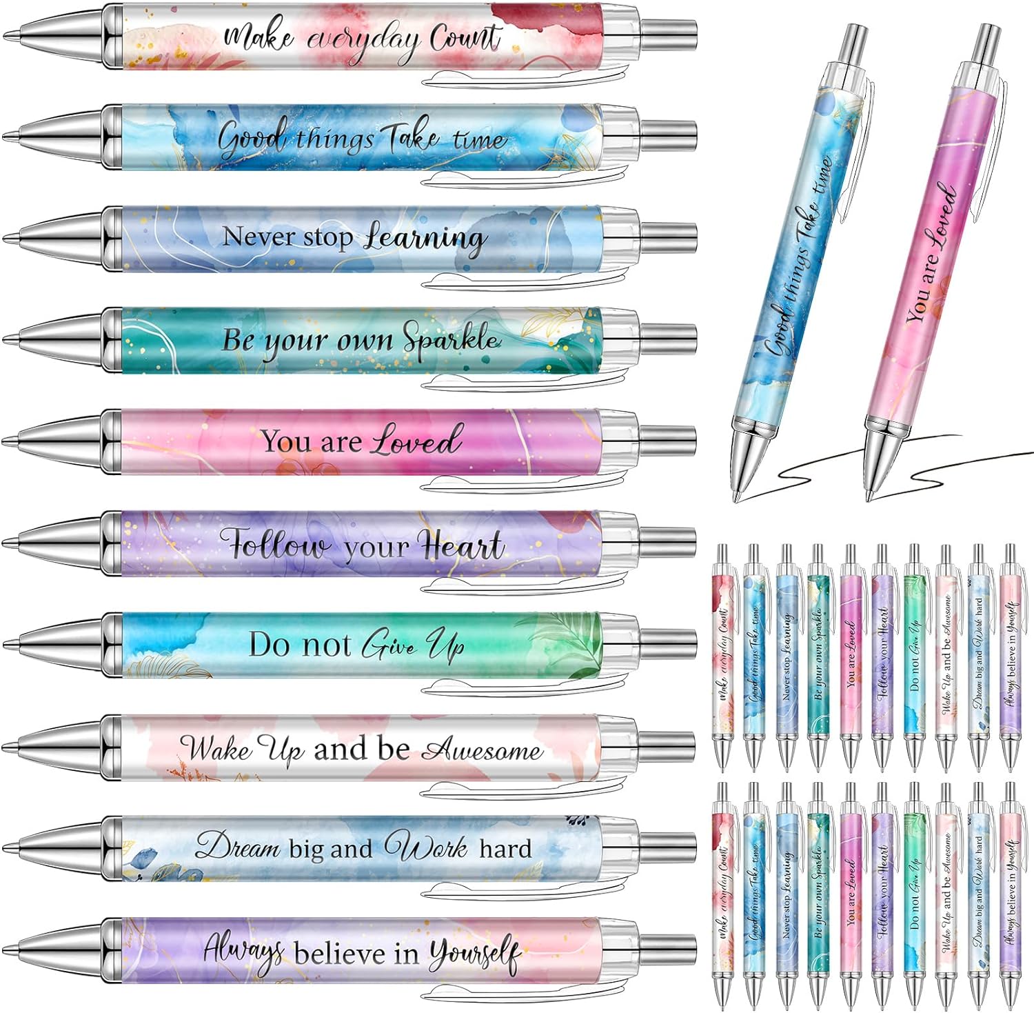 50 Pcs Inspirational Ballpoint Pens Bulk Motivational Quotes Stylus Tip ...