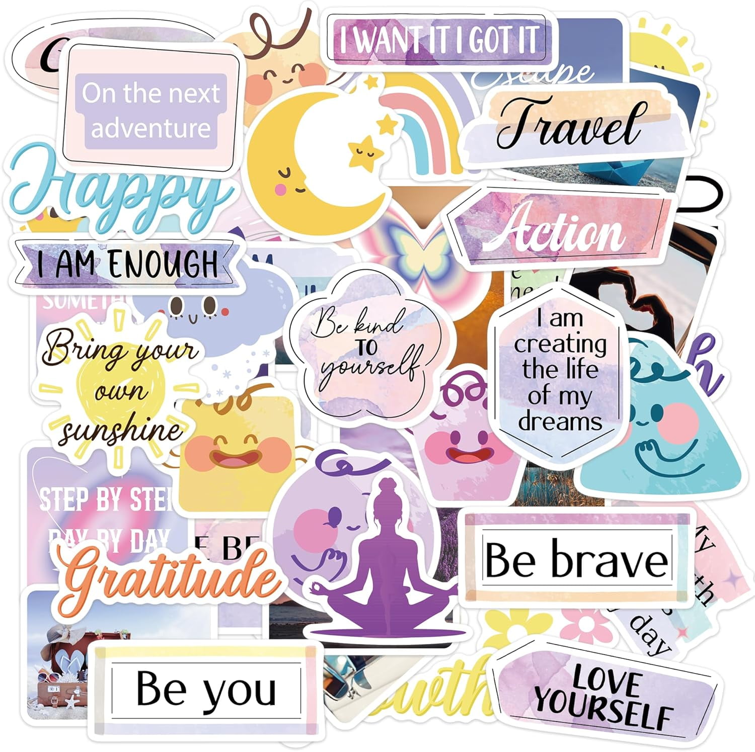 50 Pcs Inspirational Positive Affirmations Stickers, Cute Motivational ...