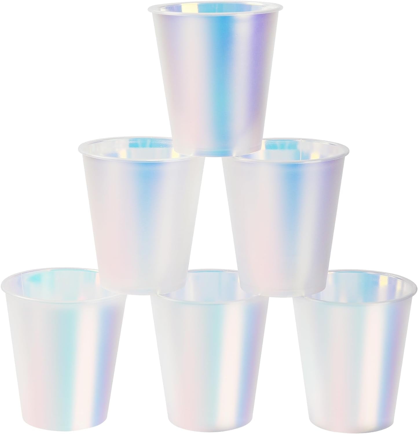50 Pcs Iridescent Plastic Cups 12 oz Disposable Shiny Party Cups ...