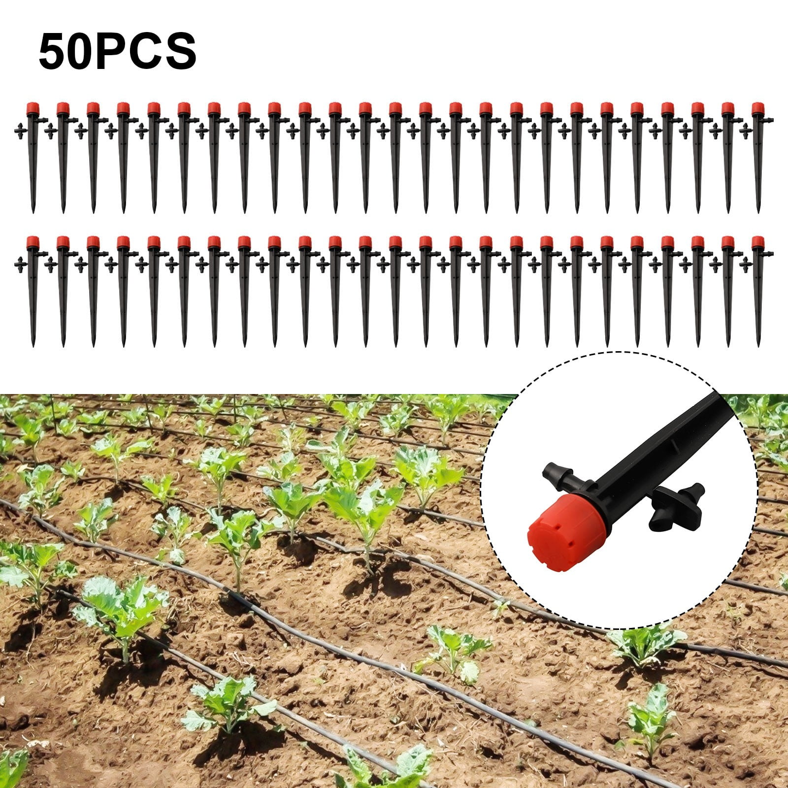1/4 Drip Irrigation Emitters 100Pcs Misting Nozzles 360° Emitter ...