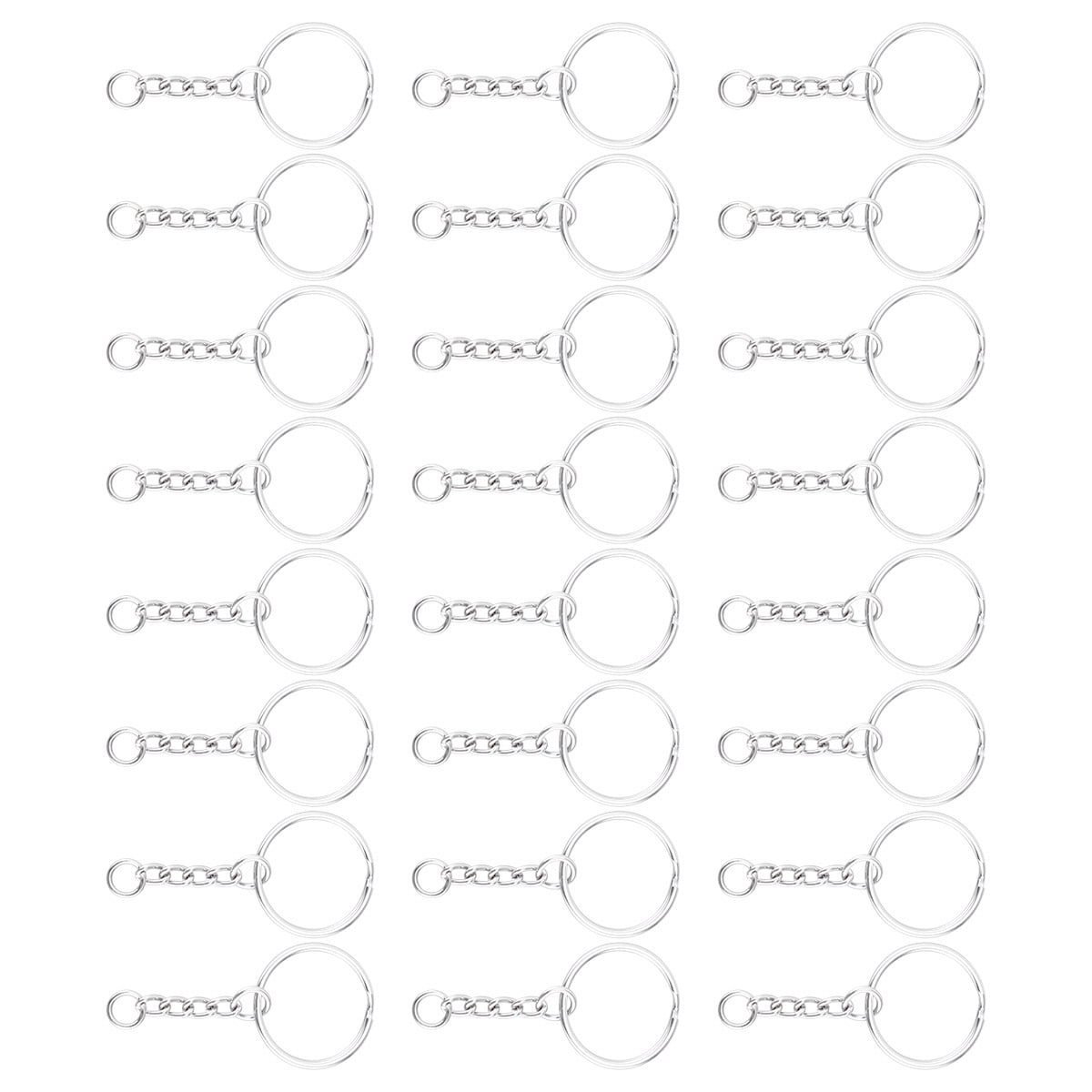 50 Pcs Key Holder Rings Keychain Making Supplies Chains Silver ...