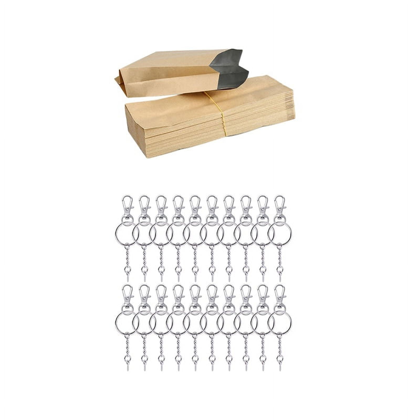 50 Pcs Kraft Paper Bag Pouch & 50 Pieces Metal Swivel Clasps Lanyard ...