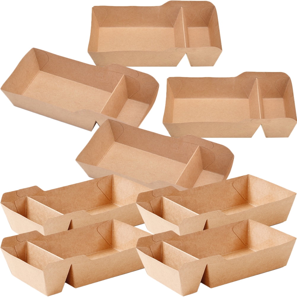 50 Pcs Kraft Paper Snack Box Hot Dogs Snack Case Bbq Food Tray French ...