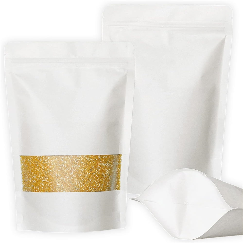 50 Pcs Kraft Paper Snacks Packaging Bags,Sealable Stand Up Pouches ...
