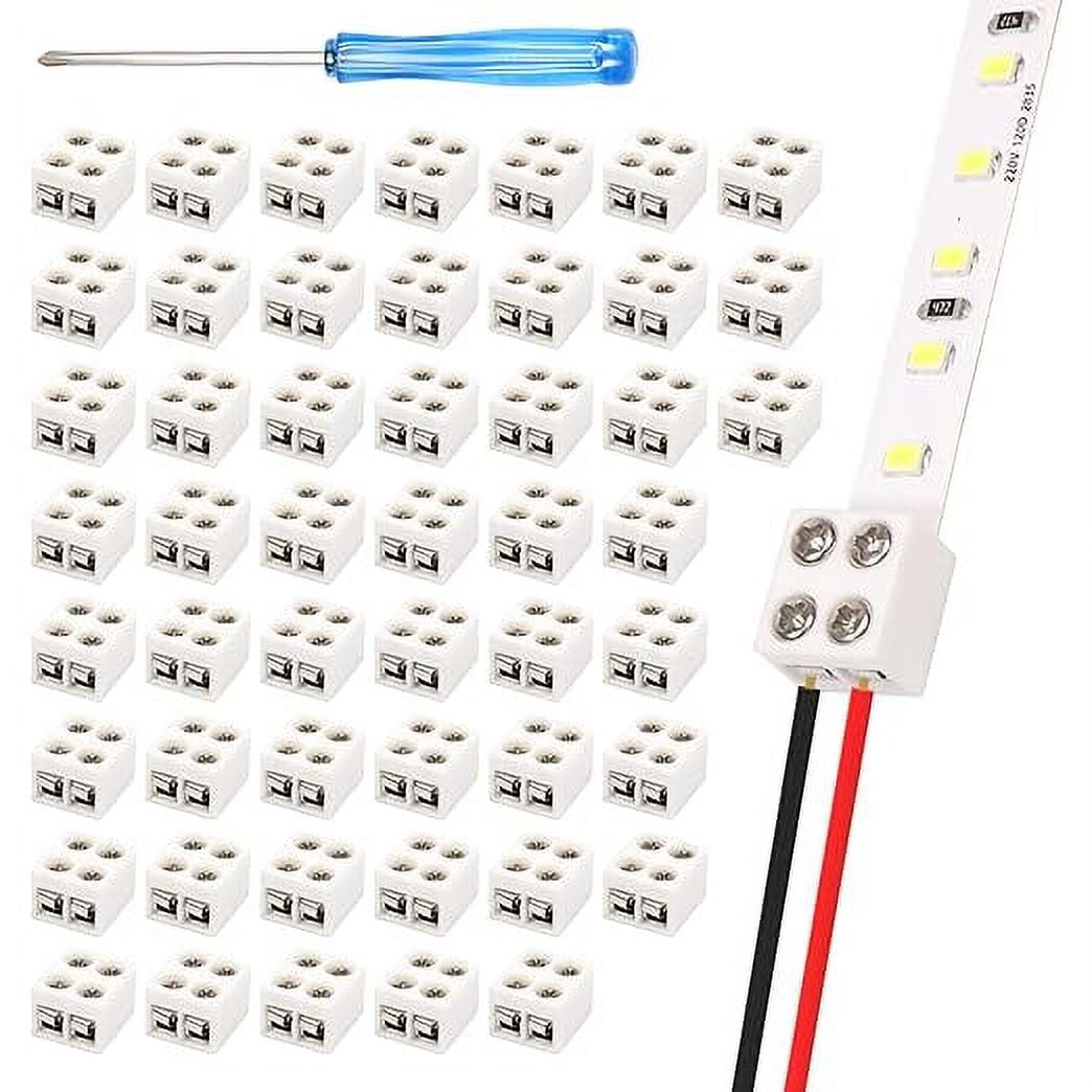 50 Pcs LED Strip Connectors 2 Pin 8mm Solderless LED Tape Light Strip ...