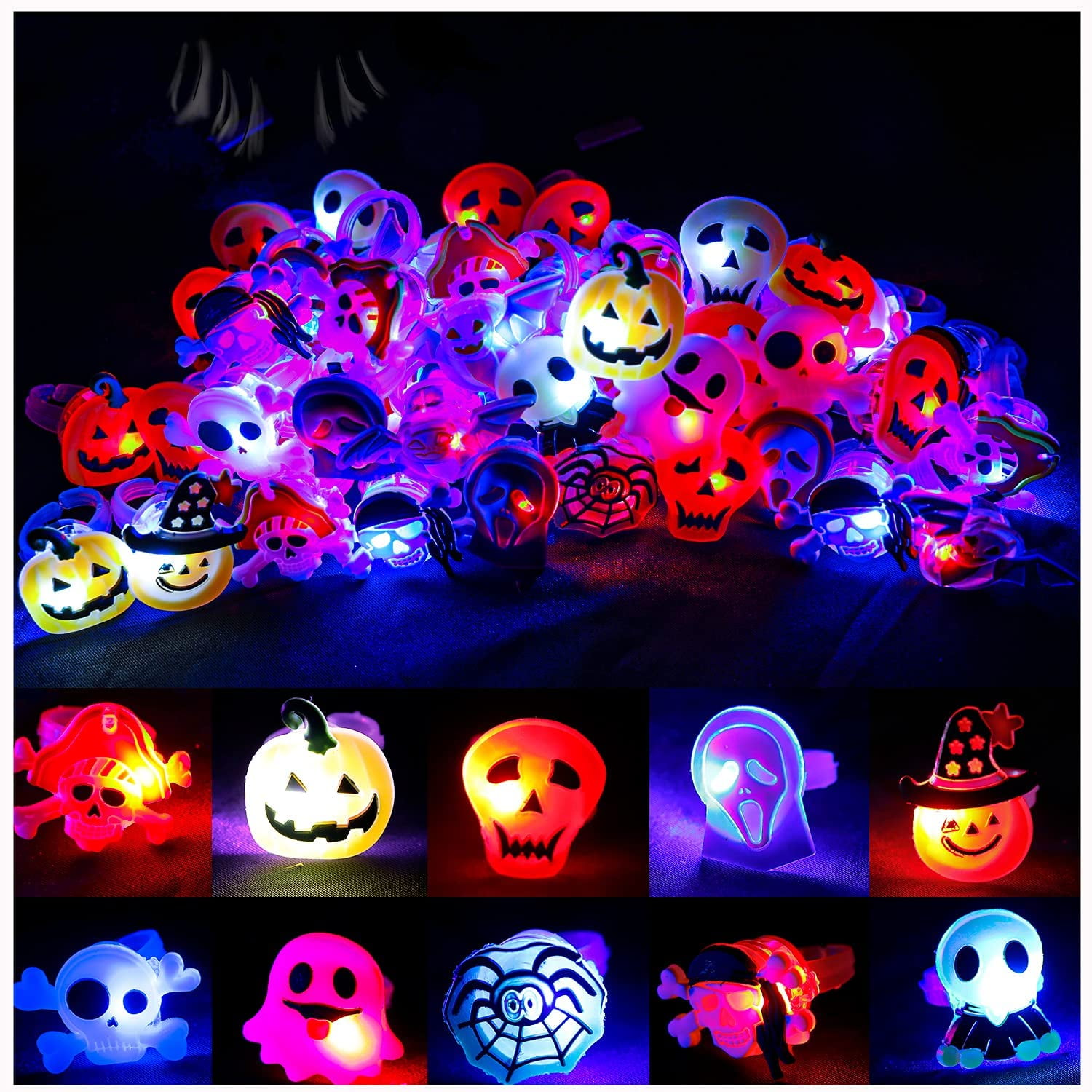 50 Pcs Led Grow Rings, Led Light Up Flash Rings For Kids And Adults ...