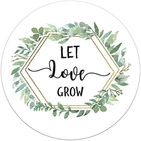 50 Pcs Let Love Grow Stickers, Greenery Eucalyptus Favor Stickers, Baby ...