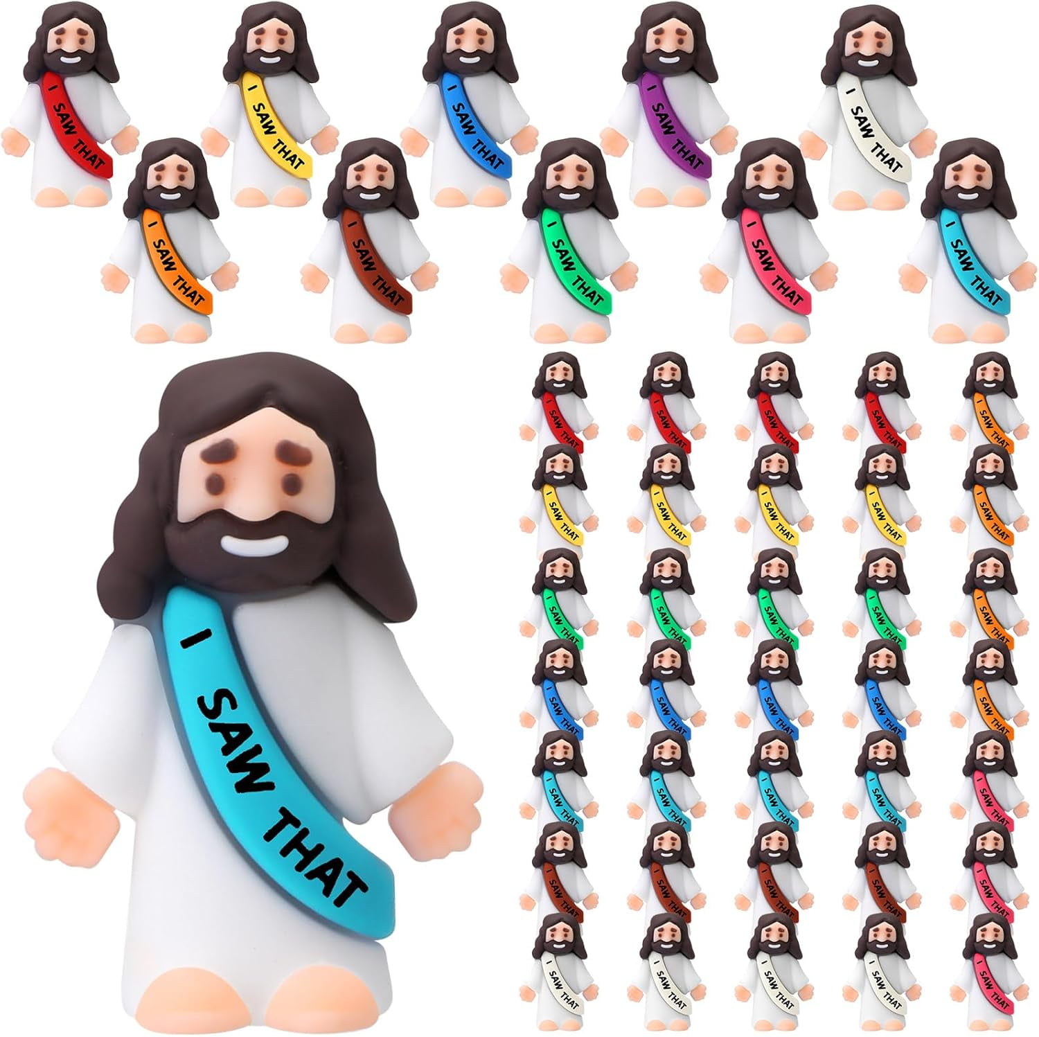 50 Pcs Little Jesus Figures Design Rubber Mini Christian Toys for Hide ...