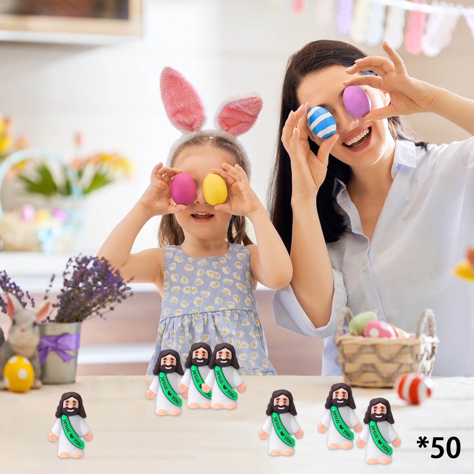 50 Pcs Little Jesus Figures Easter Jesus Loves You Religious Toys ...